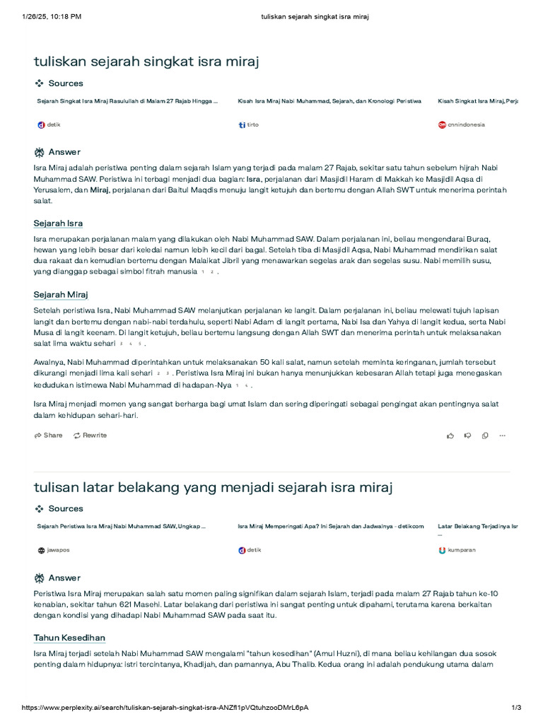 Tuliskan Sejarah Singkat Isra Miraj | PDF