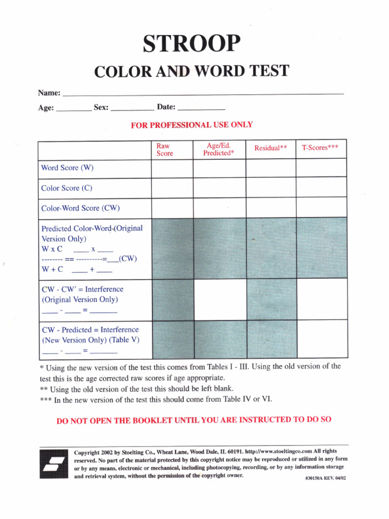Stroop Test | PDF
