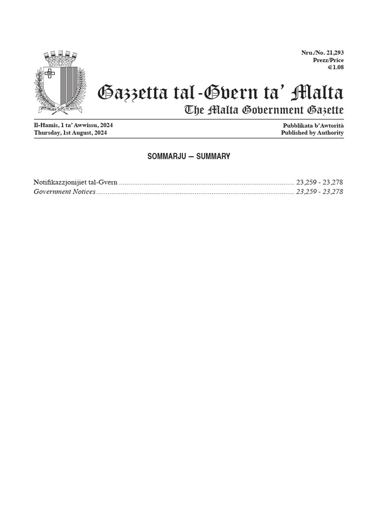 Government Gazette - 1st August | PDF