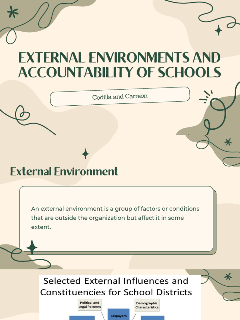 External Environments and Accountability of Schools (Carreon & Codilla) | PDF | Teachers | Behavior
