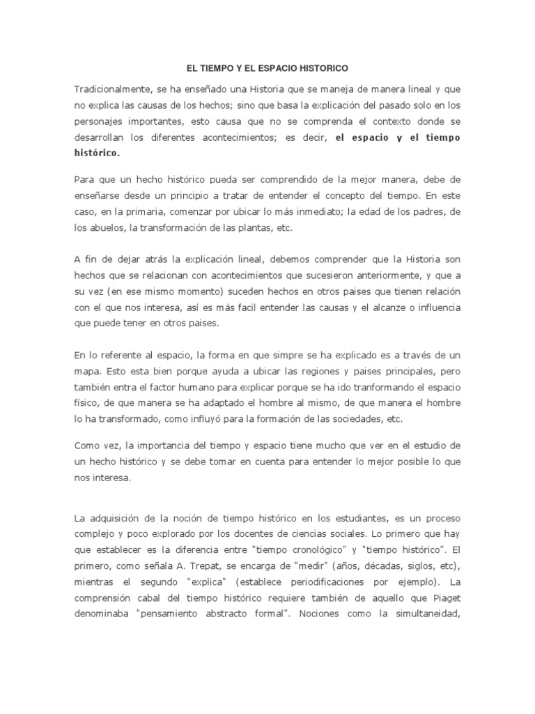 El Tiempo y El Espacio Historico | PDF | Hora | Ciencia cognitiva