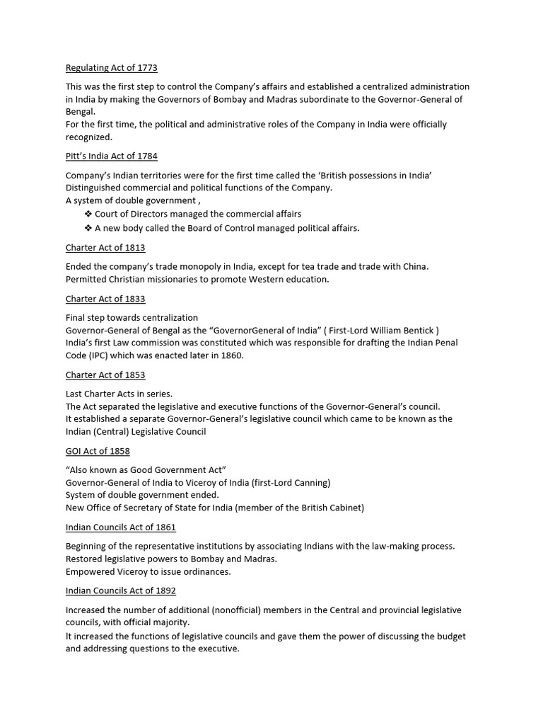 Regulating Act of 1773 | PDF | British India | Government