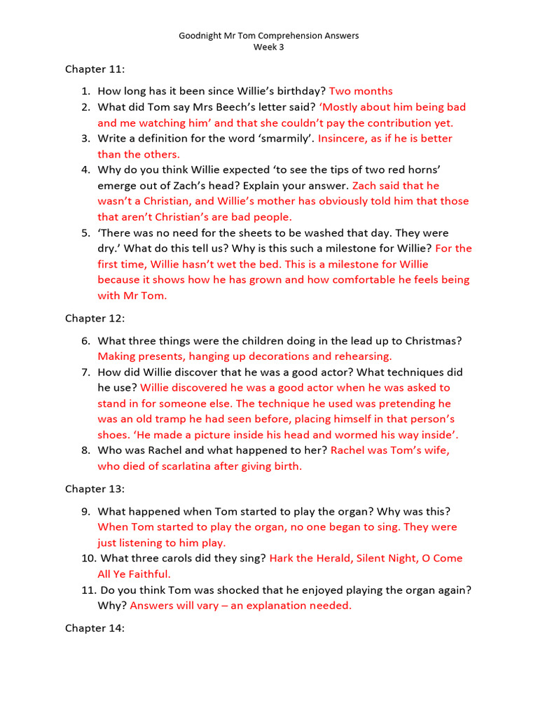 goodnight-mr-tom-comprehension-chapters-11-to-14-answers(1) | PDF