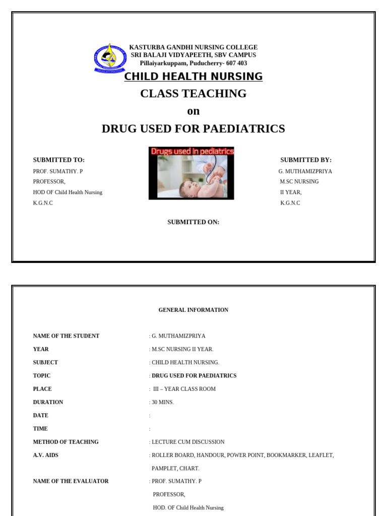 Pediatric Drug Administration Guidelines | PDF | Dose (Biochemistry ...