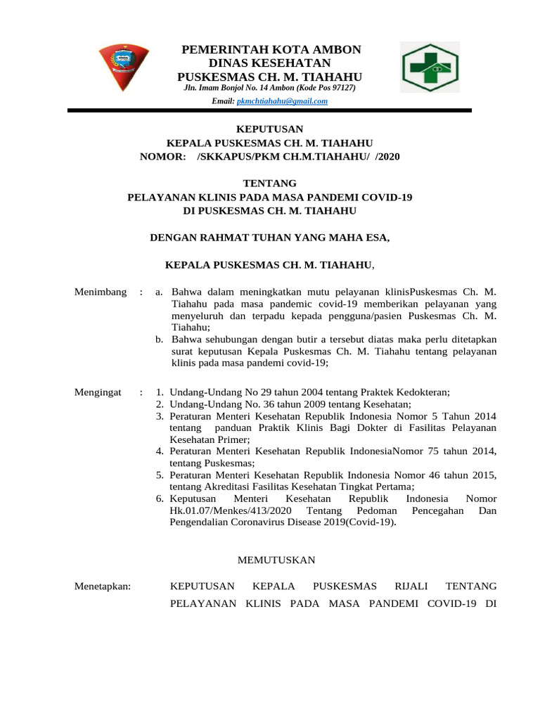 SK Pelayanan Klinis PD Masa Covid | PDF