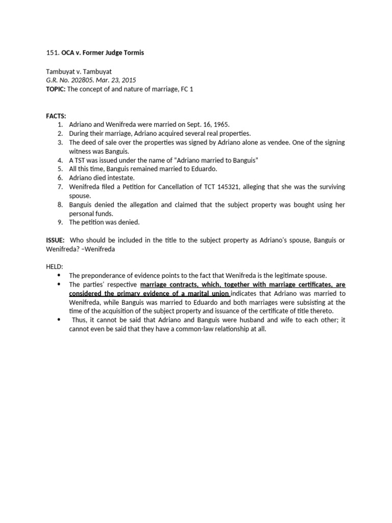 OCA v. Former Judge Tormis | PDF | Marriage | Justice