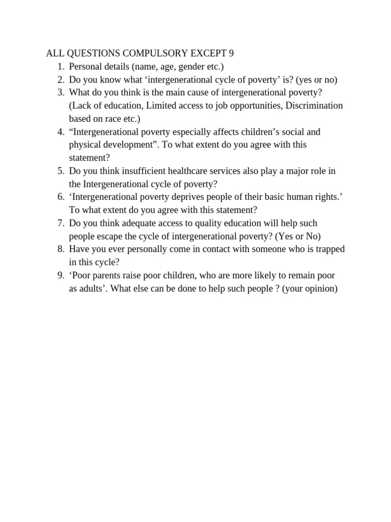 Poverty Questions | PDF