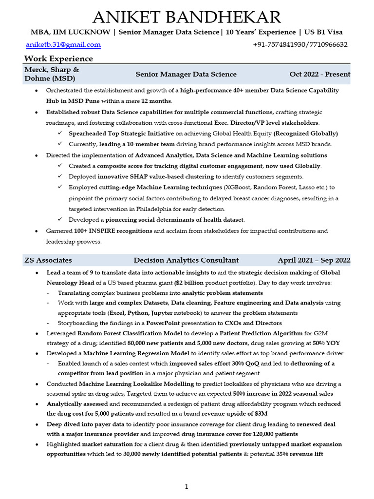 Aniket Bandhekar - MSD Internal | PDF | Data Science | Machine Learning