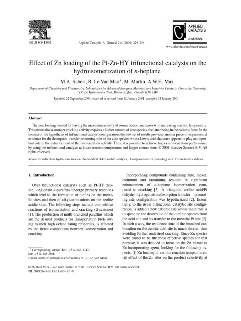 Pt-Zn-Hy Effect of ZN Loading | PDF | Catalysis | Chemical Reactions