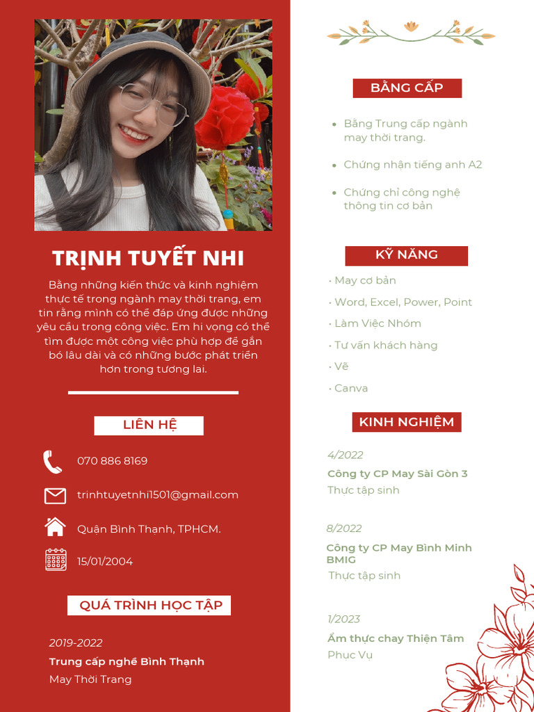 Trinh Tuyet Nhi CV | PDF