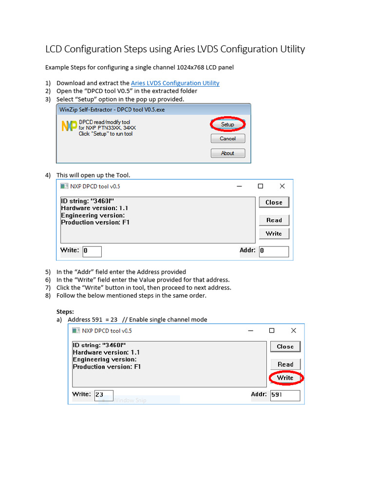 LCD Configuration Steps Using DPCD Tool | PDF