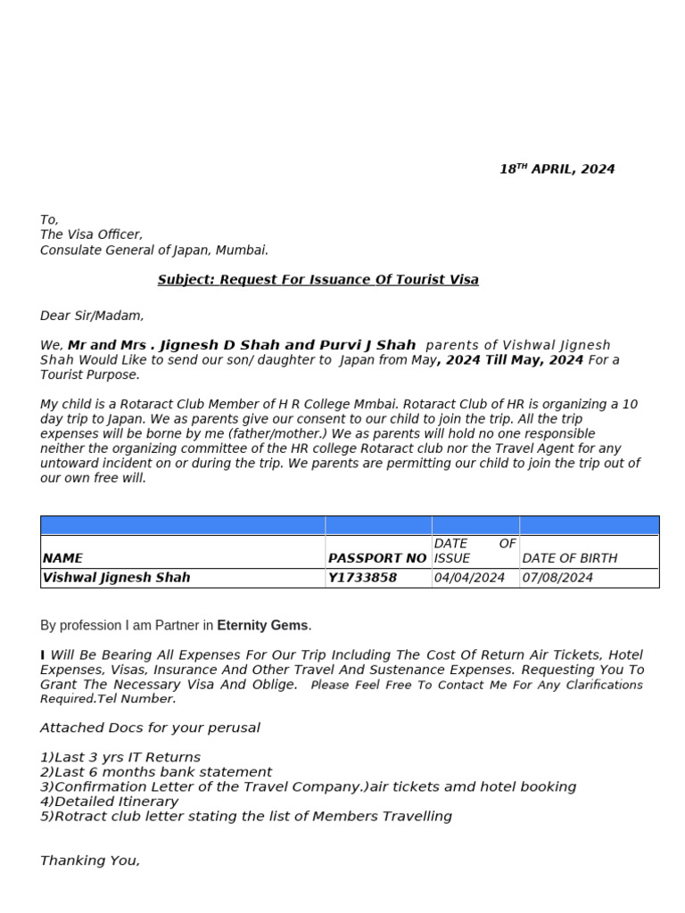 Covering Letter Format Japan | PDF