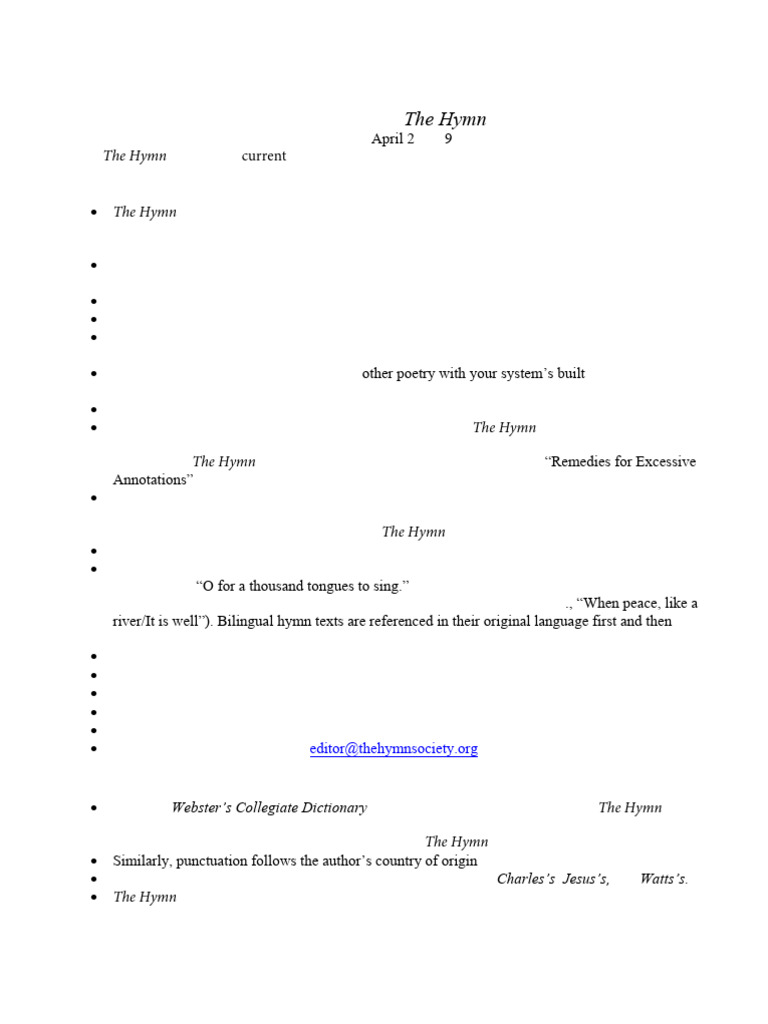 The Hymn Style Sheet 2019 | PDF | Paragraph | Note (Typography)