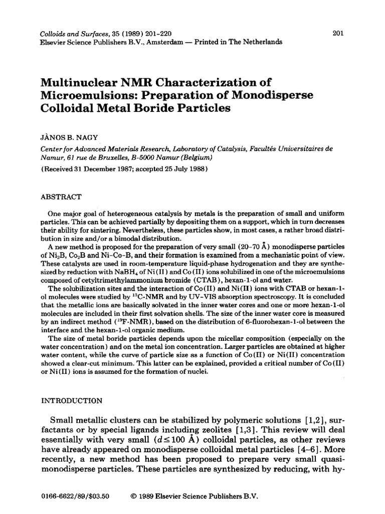 Multinuclear NMR Characterization of Microemulsions Prepara - 1989 ...