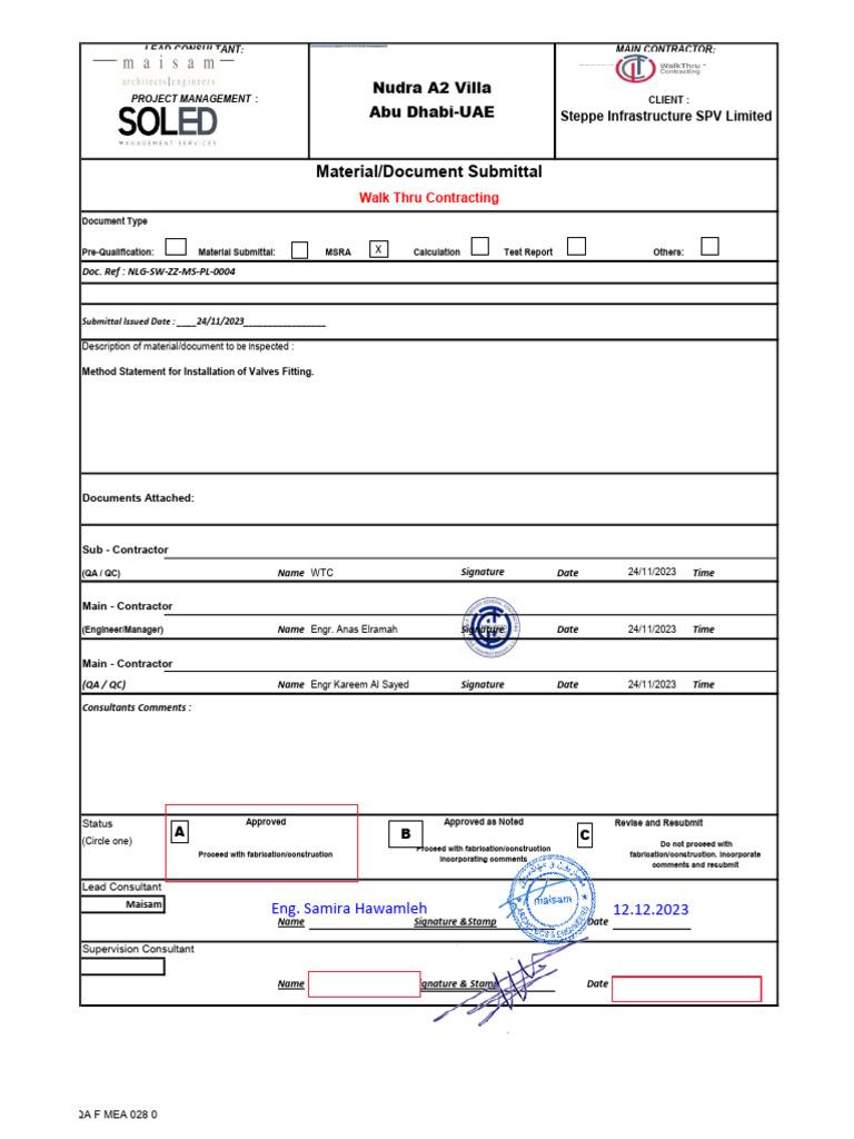 Method Statement For Installation of Valves Fitting | PDF | Personal Protective Equipment ...