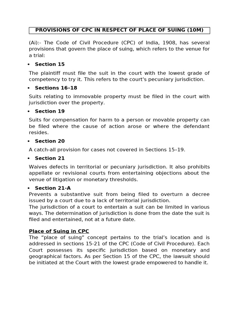 CPC Notes | PDF | Lawsuit | Res Judicata