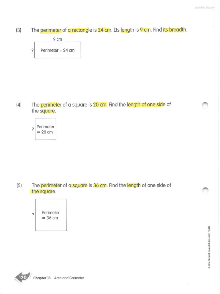 Area and Perimeter Guidelines To Do WB P 120 | PDF