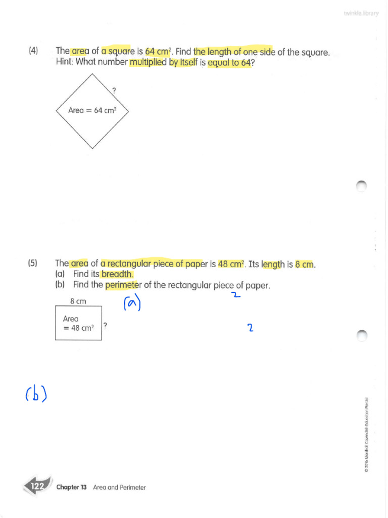 Area and Perimeter WB P 122 | PDF