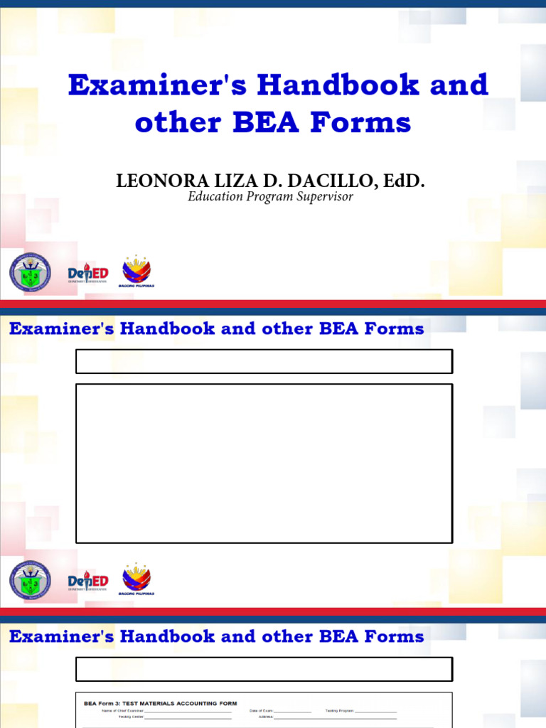 Examiners Handbook and Other BEA Forms | PDF