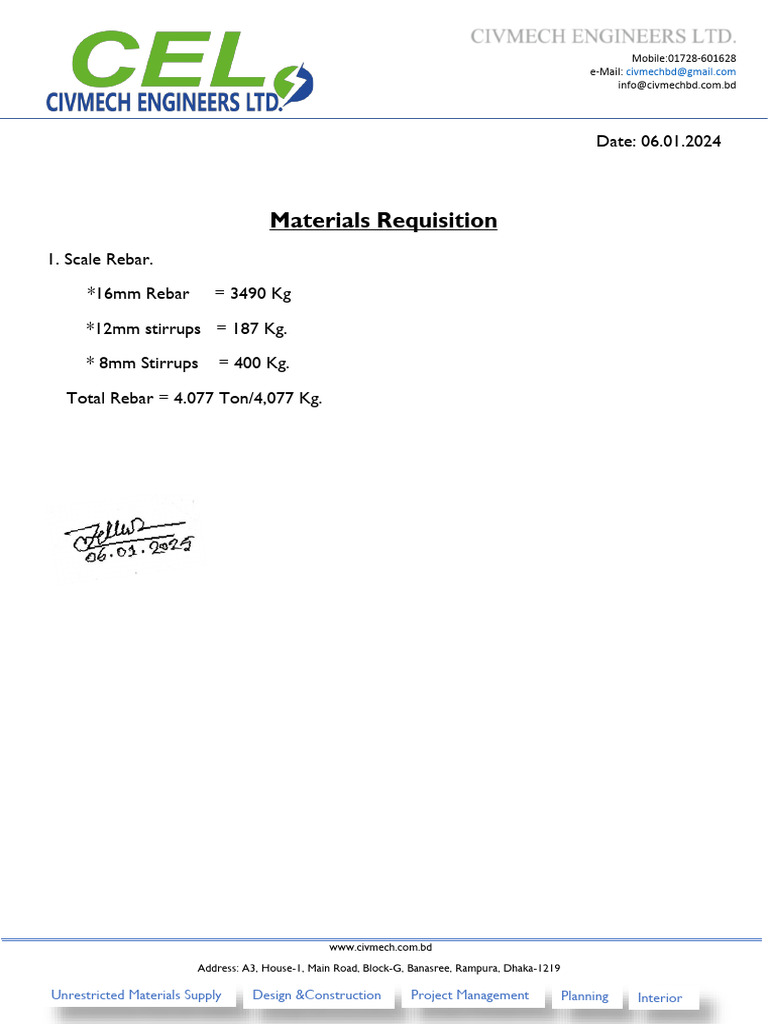 Scale Rebar Requisition | PDF