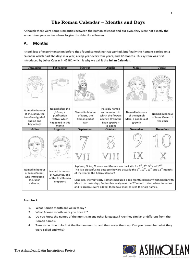 Ashli Romancalendar Worksheet | PDF | Calendar | Ancient Rome