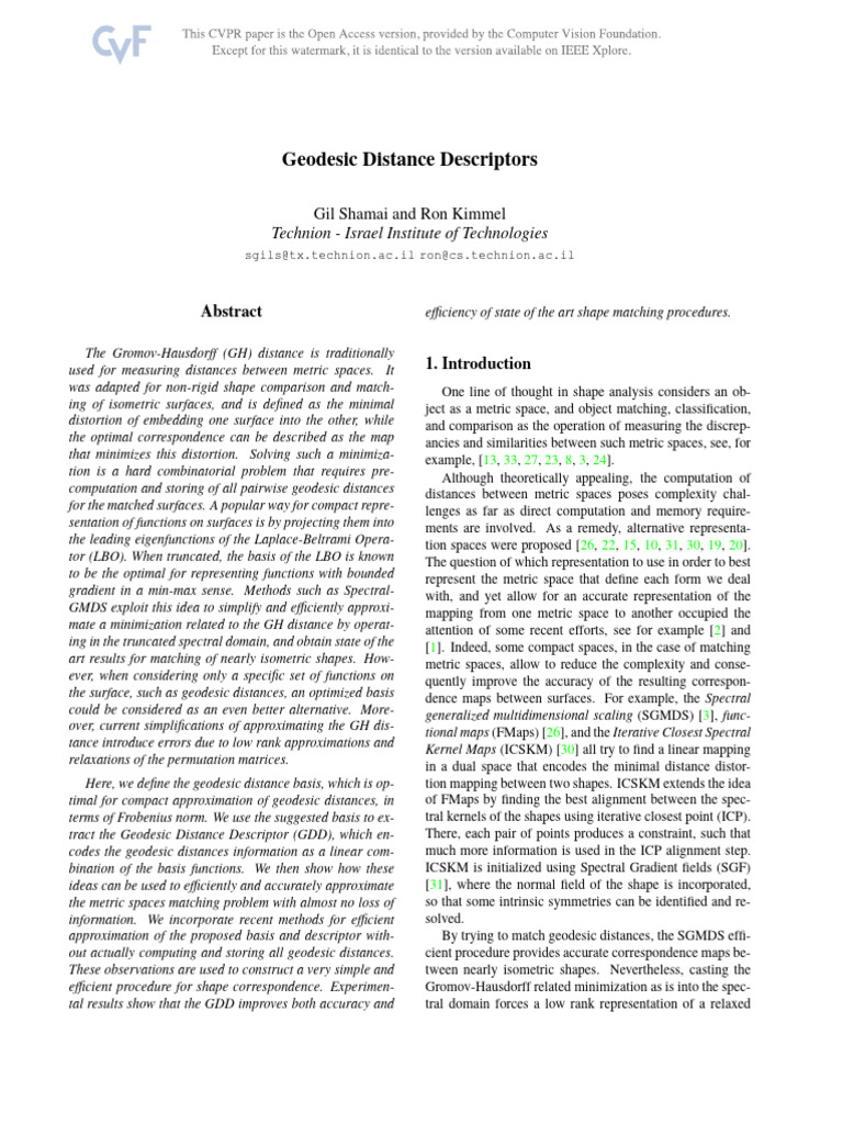 Shamai_Geodesic_Distance_Descriptors_CVPR_2017_paper - 복사본 | PDF | Eigenvalues And Eigenvectors ...