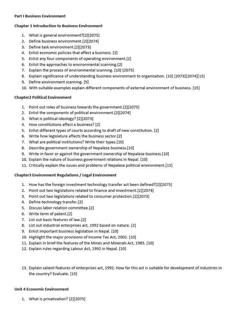 Business Environment & Strategy Notes BBS 3rd Year | PDF | Strategic ...