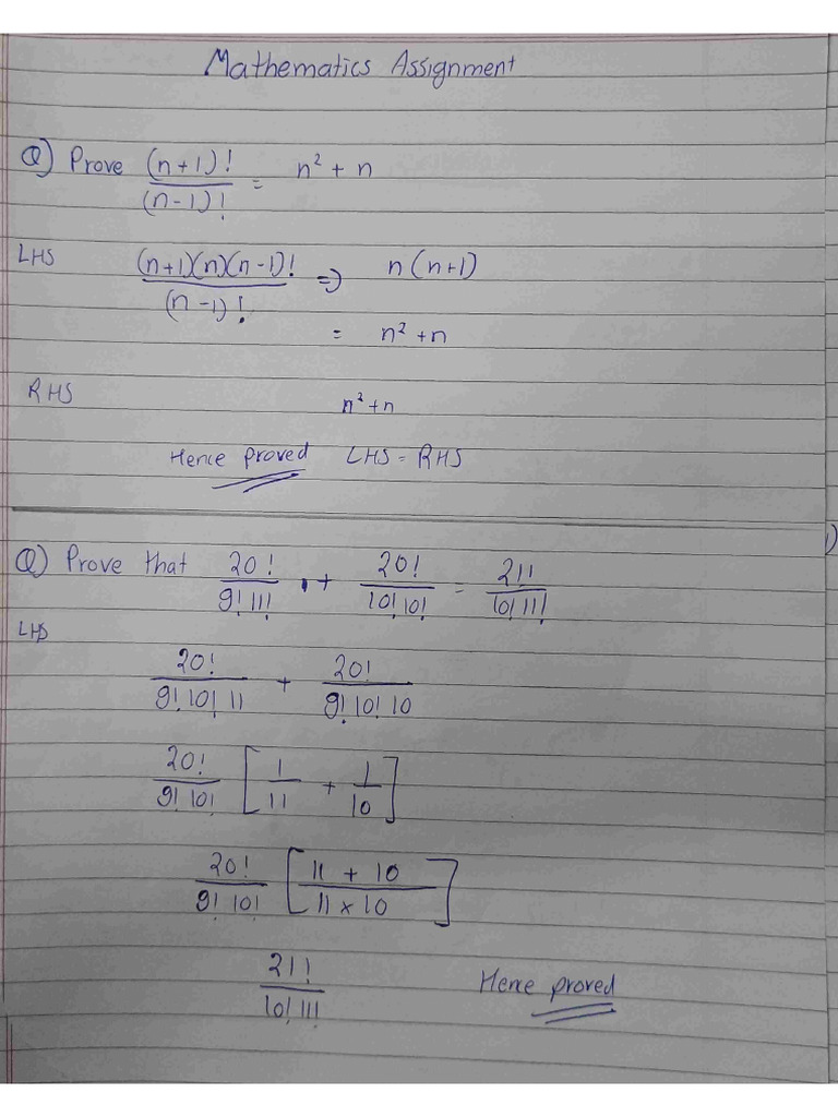 Maths Assignment Answers | PDF