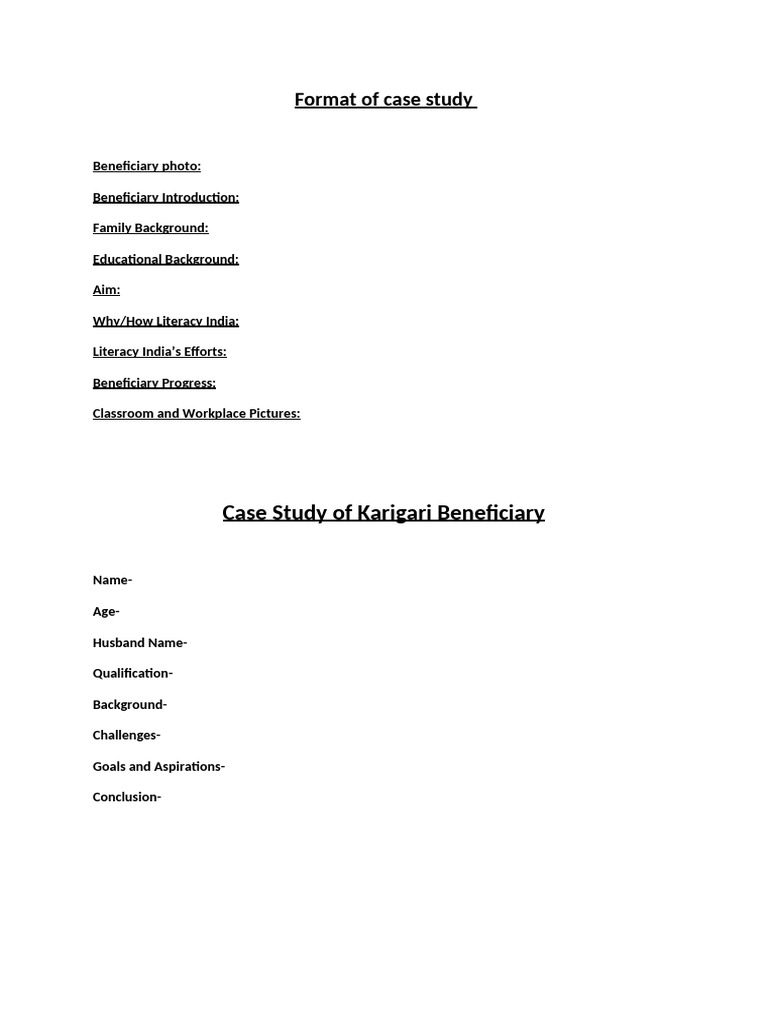 Case Study Format for Beneficiaries | PDF