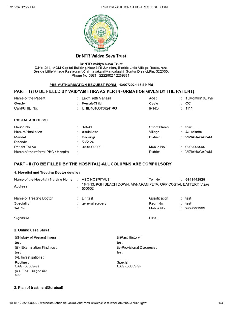 Print PRE-AUTHORISATION REQUEST FORM | PDF | Medical Diagnosis | Patient