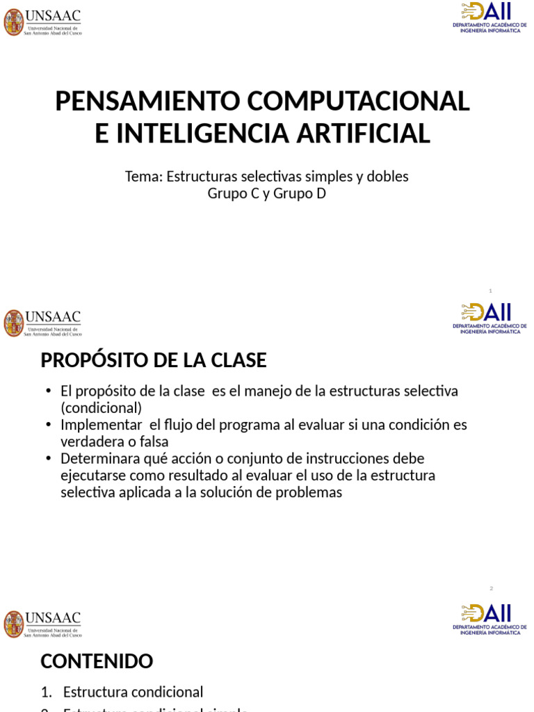 MATERIAL 10CyD - Estructuras Selectivas Simples y Dobles | PDF ...