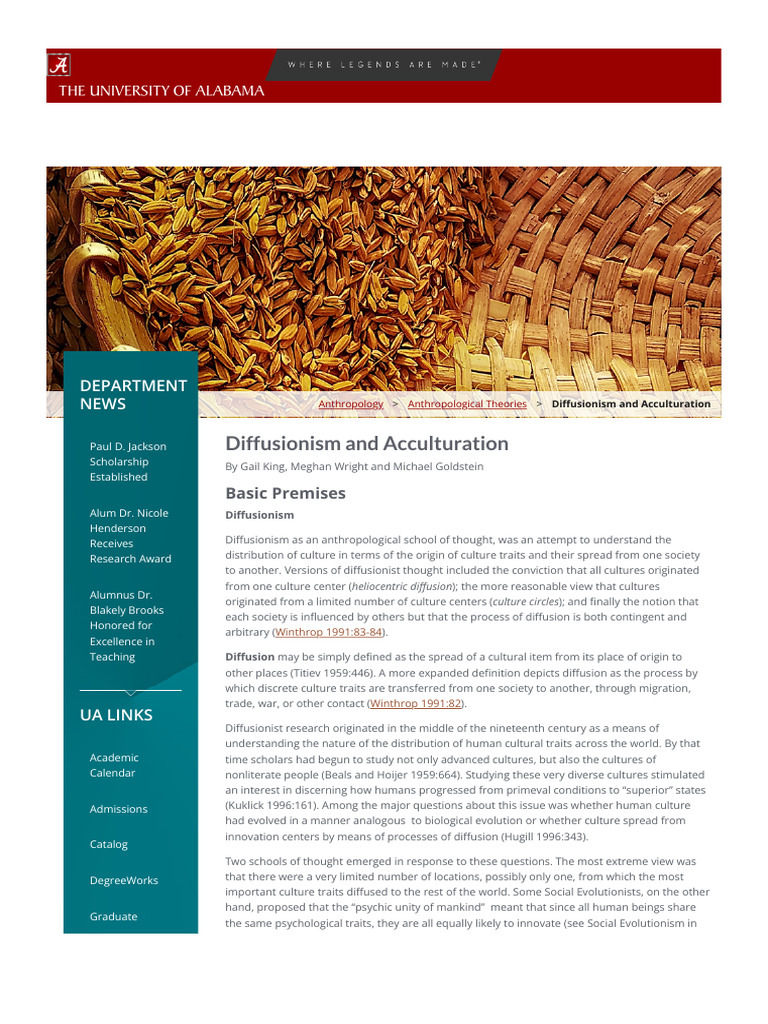 Diffusionism and Acculturation – Anthropology | PDF | Franz Boas ...