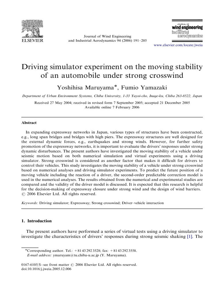 Driving Simulator Experiment On The Moving Stability of Automobile ...