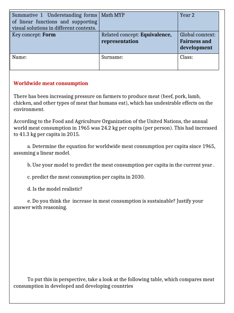 Ib Summative Year 2 Unit 2 | PDF | Mathematics | Equations