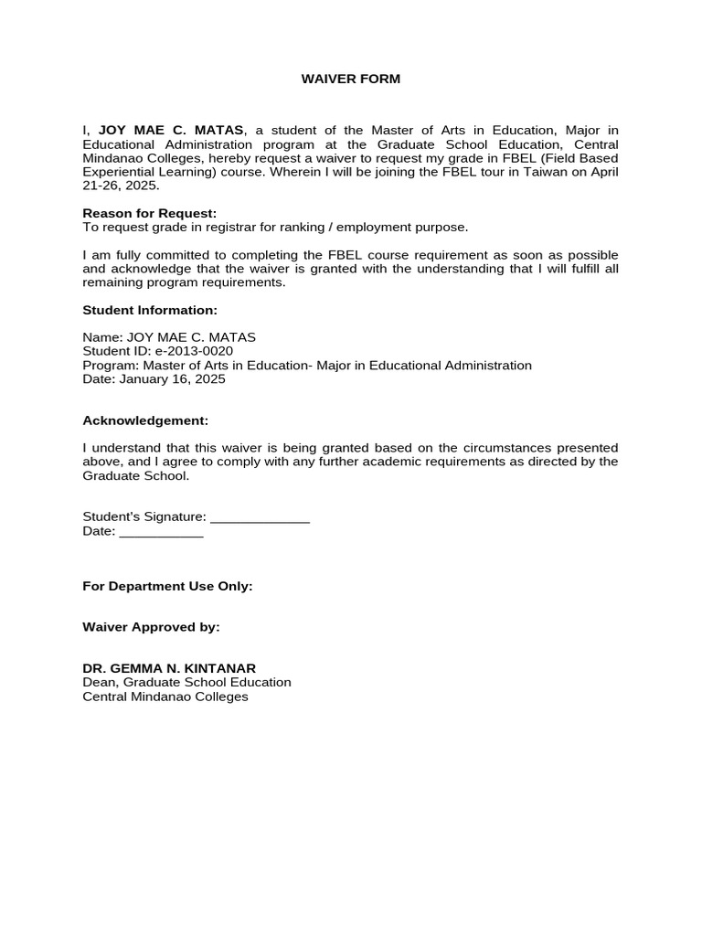 Waiver Form | PDF