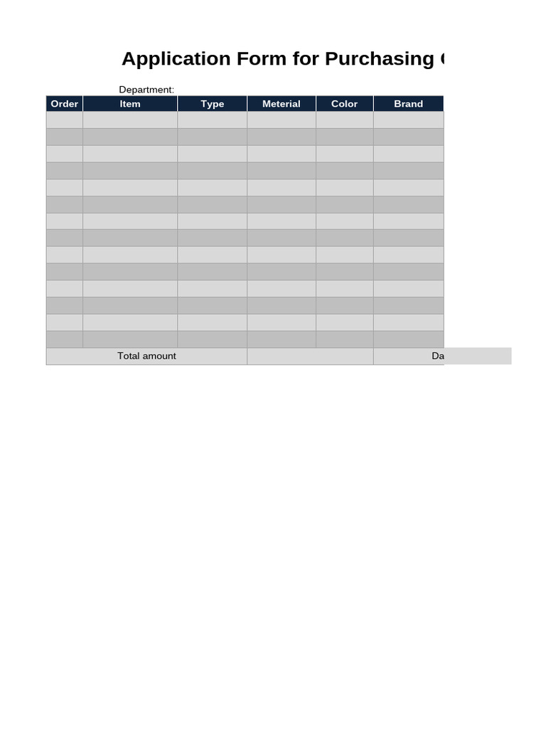 Application Form for Purchasing of Office Supplies | PDF