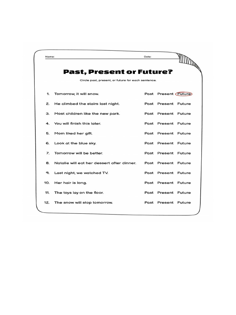Past Present and Future Tense Verbs Worksheet - 77879.png | PDF