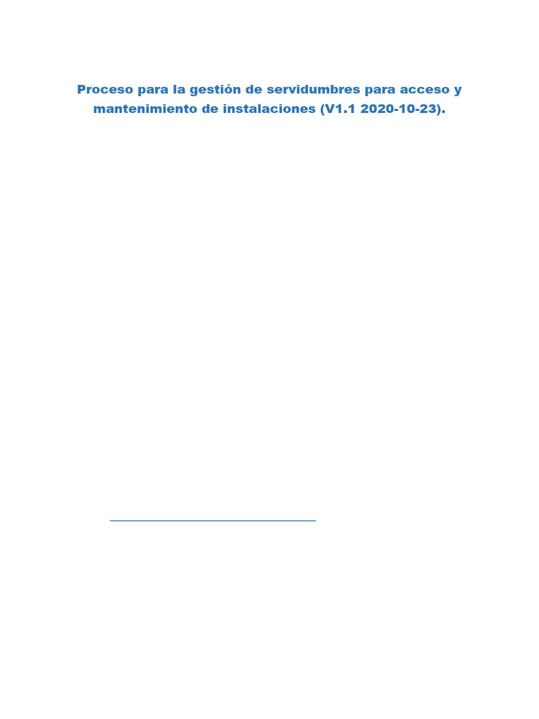 RESUMEN Proceso para la gestión de servidumbres para acceso y mantenimiento de instalaciones V1 ...