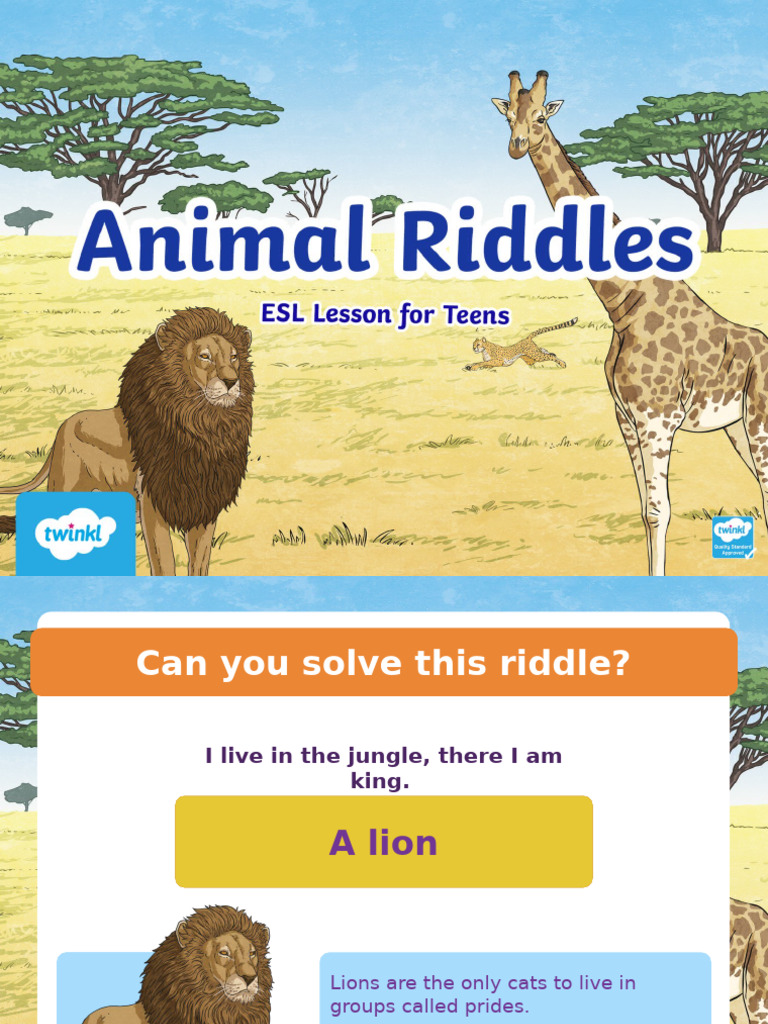 T 1724068818 Esl Animal Riddles PPT Teens b1 b2 Ver 4 | PDF | Spider ...