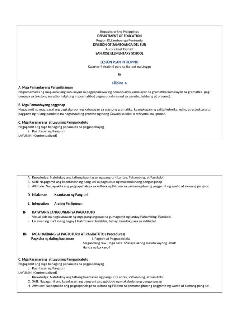 COT Q4 Filipino | PDF