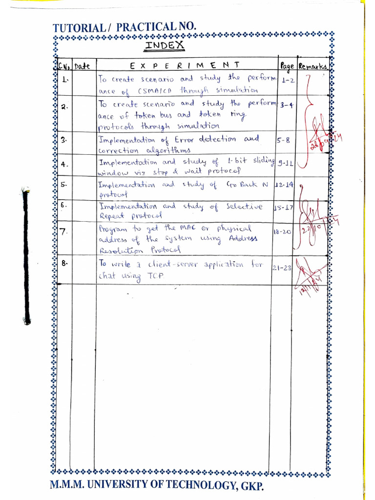 Computer Network Exp. File (1-8) | PDF