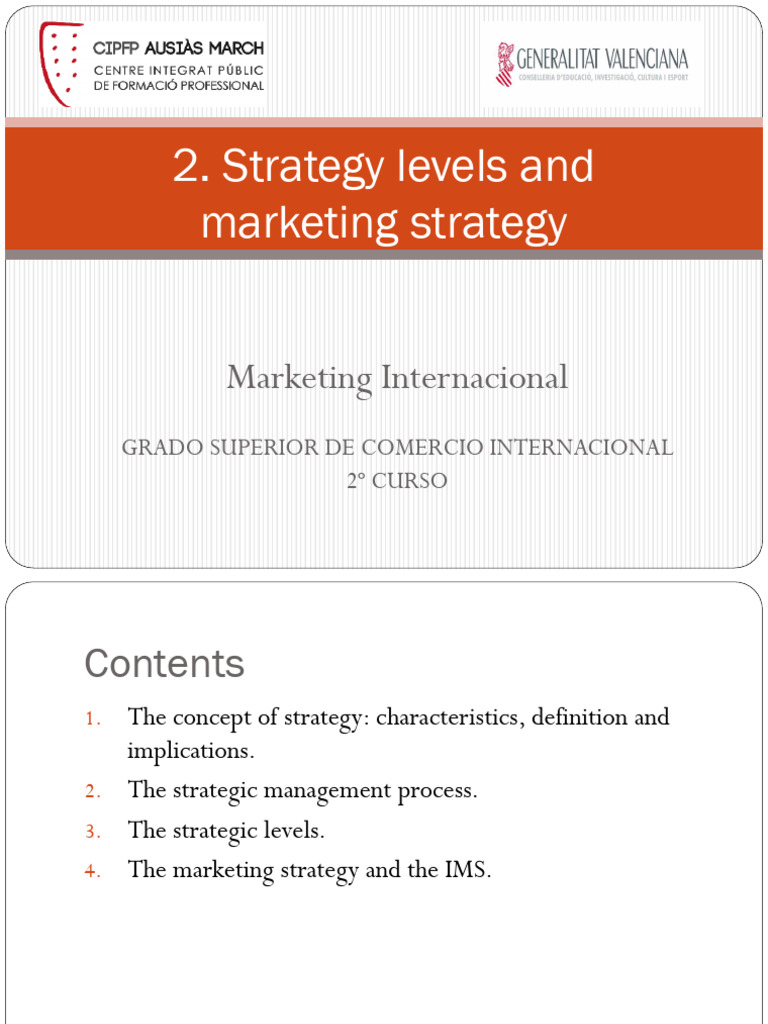 Strategy Levels and Marketing Strategy | PDF | Marketing | Market ...