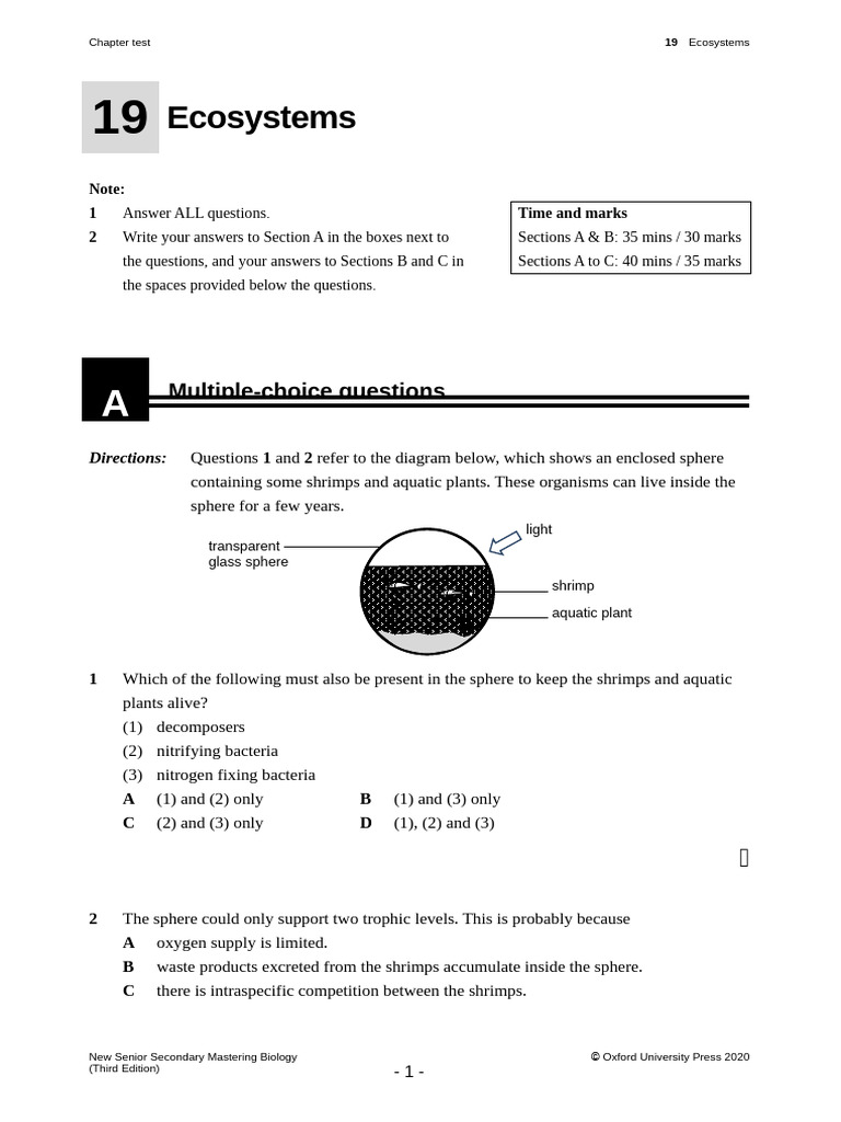 Ecosystem Chapter Test Questions | PDF | Soil | Ecosystem