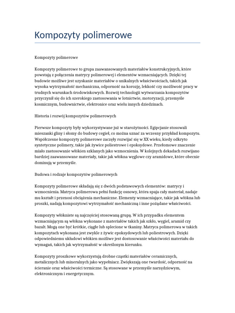 Kompozyty Polimerowe | PDF