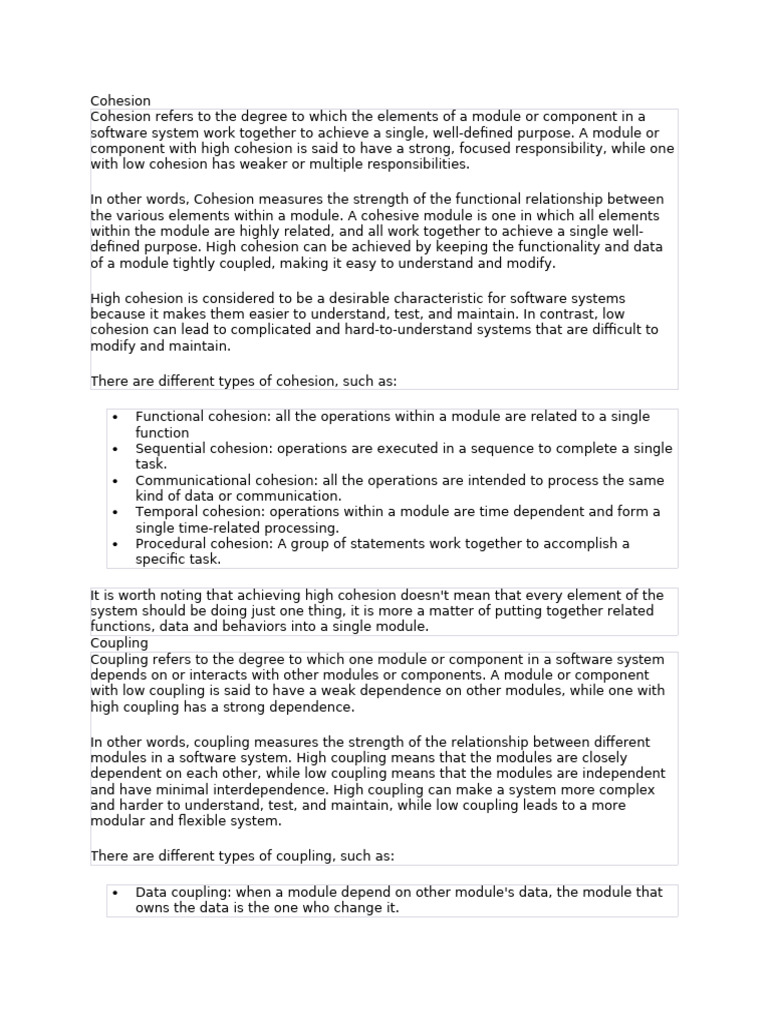Cohesion and Coupling | PDF | Modularity | System