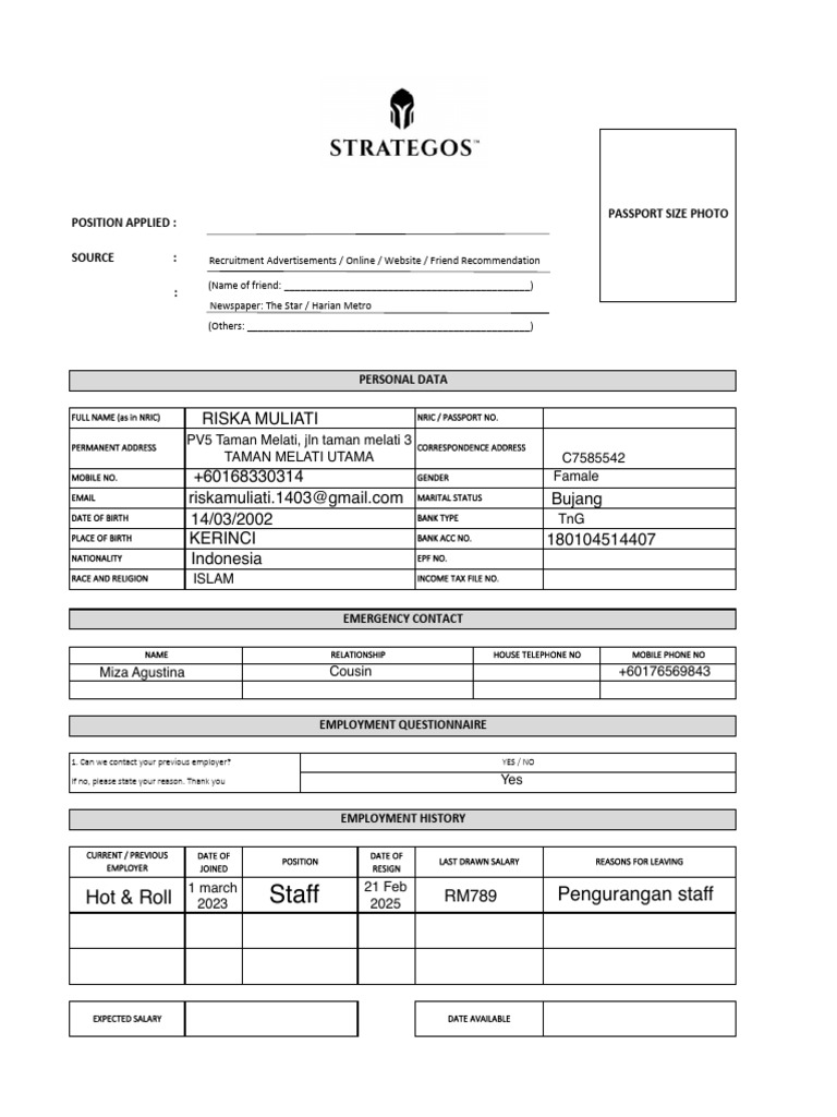 Employment Application Form Template | PDF