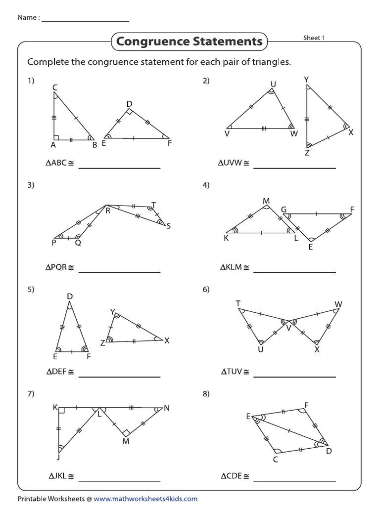 Triangles Congruence Congruent-Statement-1 | PDF