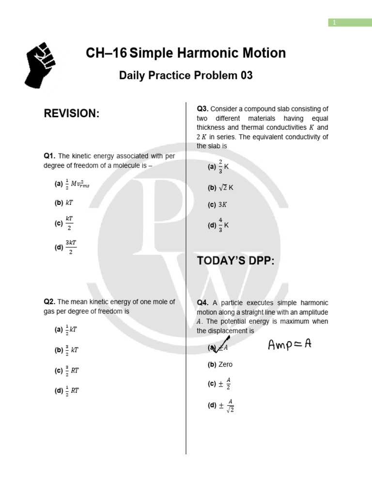 Simple Harmonic Motion Practice Problems | PDF | Continuum Mechanics ...