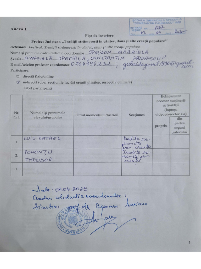 Fisa de Inscriere Și Acord de Parteneriat | PDF