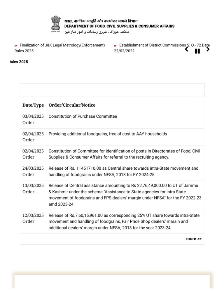 Home - Department of FCSCA _ J & K Government, India | PDF | Securities ...